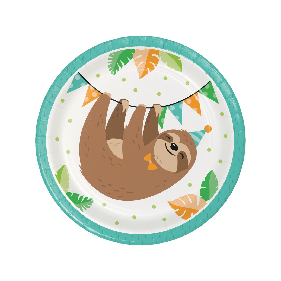 Sloth Party Plates, Sloth Party Décor, Sloth Birthday, Animal Theme ...