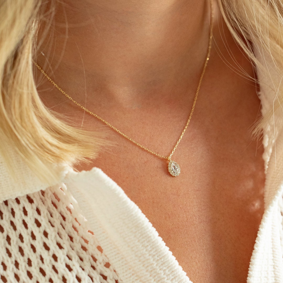 Gold Tiny Diamond Necklace, Simple Gold Necklace, Silver Tiny Necklace ...