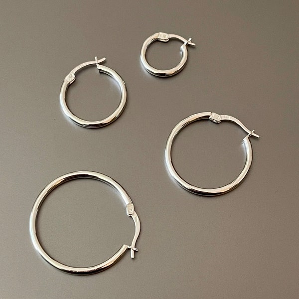 Silver Hoop Earrings - Etsy