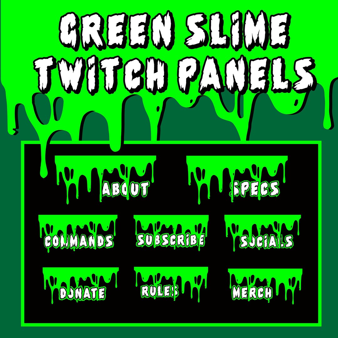 Slimy Toxic Green Twitch Panels | 8 Custom Panels | Instant Download - Etsy