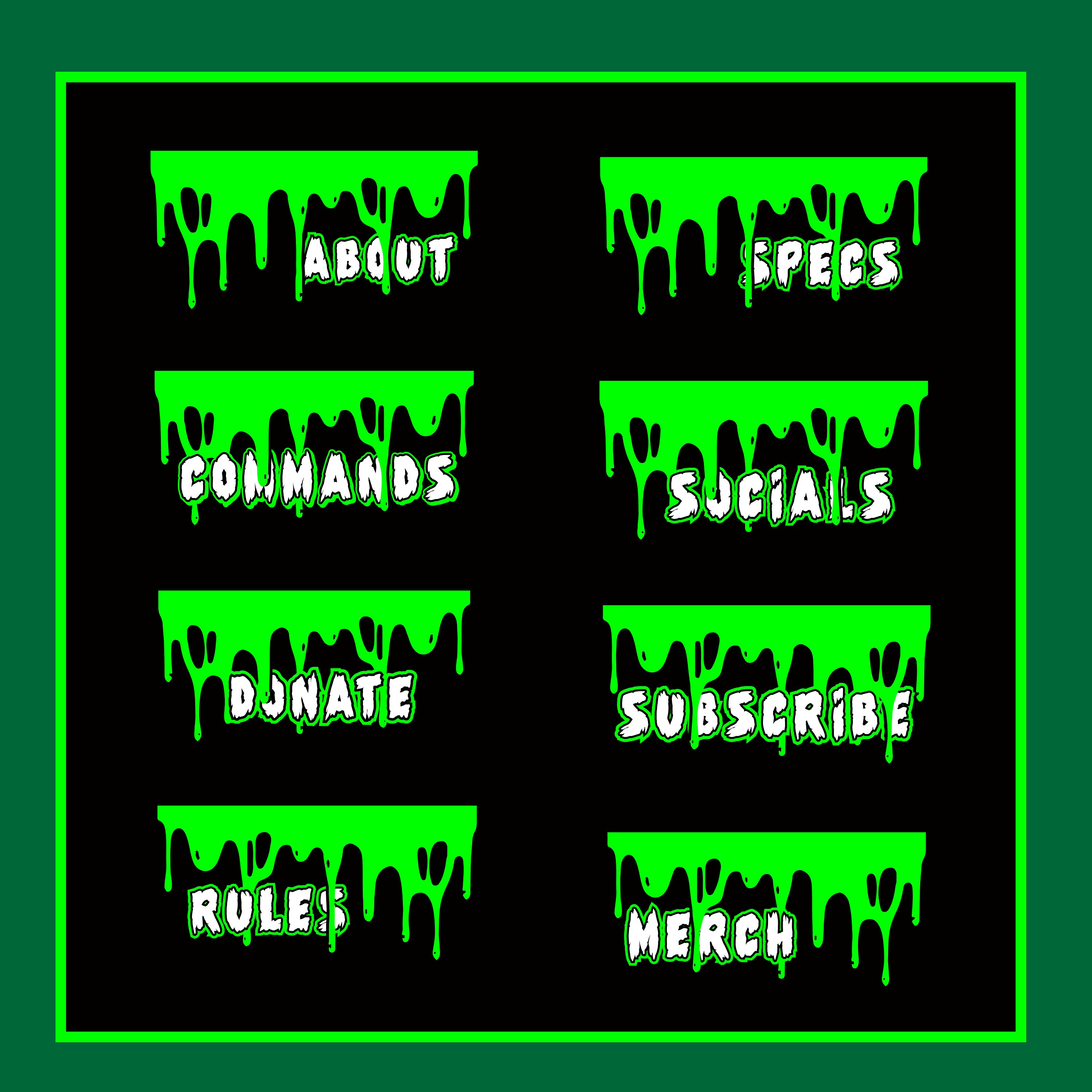 Slimy Toxic Green Twitch Panels 8 Custom Panels Instant Download - Etsy