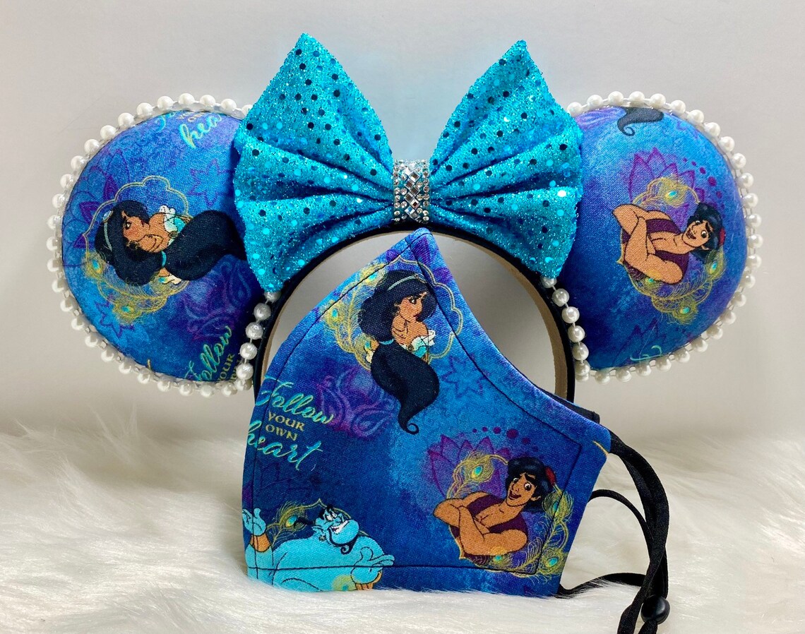 Inspired Aladdin Jasmine Minnie Ears OR Combo Matching Mask | Etsy