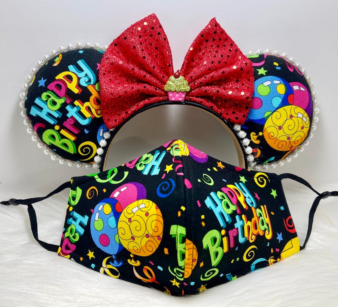 Inspired Birthday Minnie Mouse Ears OR Combo Matching Mask Set. Mickey ...