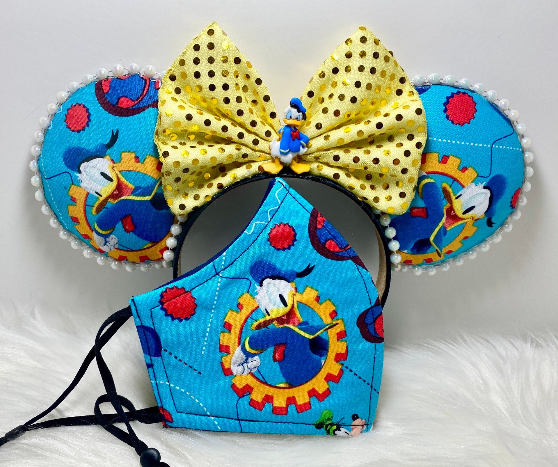 Inspired Donald Duck Minnie Mouse ears and matching mask | Etsy