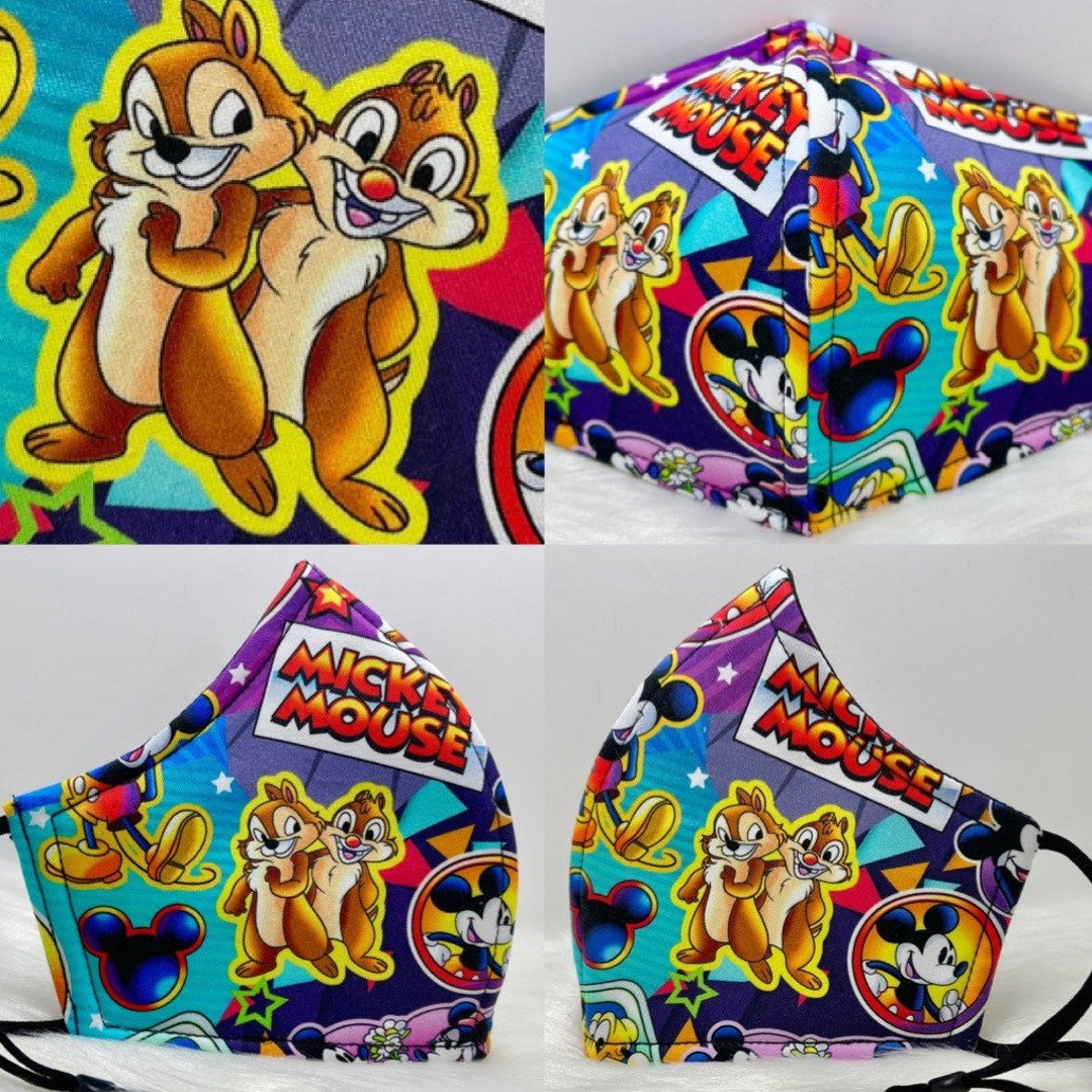 Mickey Mouse Club With Chip and Dale Designer Face Mask. Very Rare ...