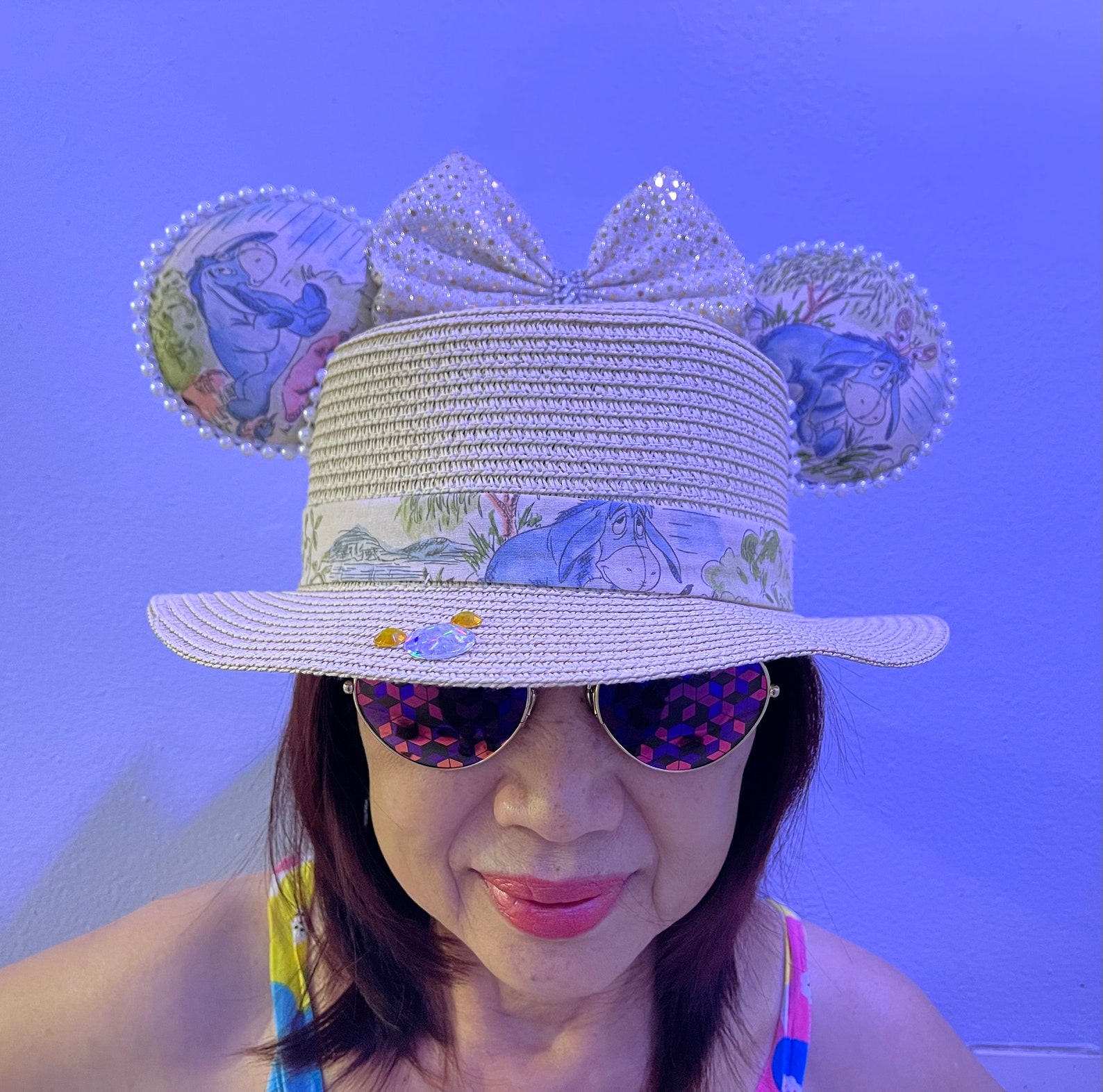 Inspired Pretty in Pink Minnie Mouse Mouse Straw Sun Hat Ears OR With ...
