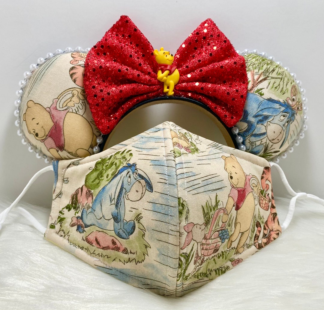 Inspired Minnie Mouse Ears OR Combo Matching Mask Set of Winnie the ...