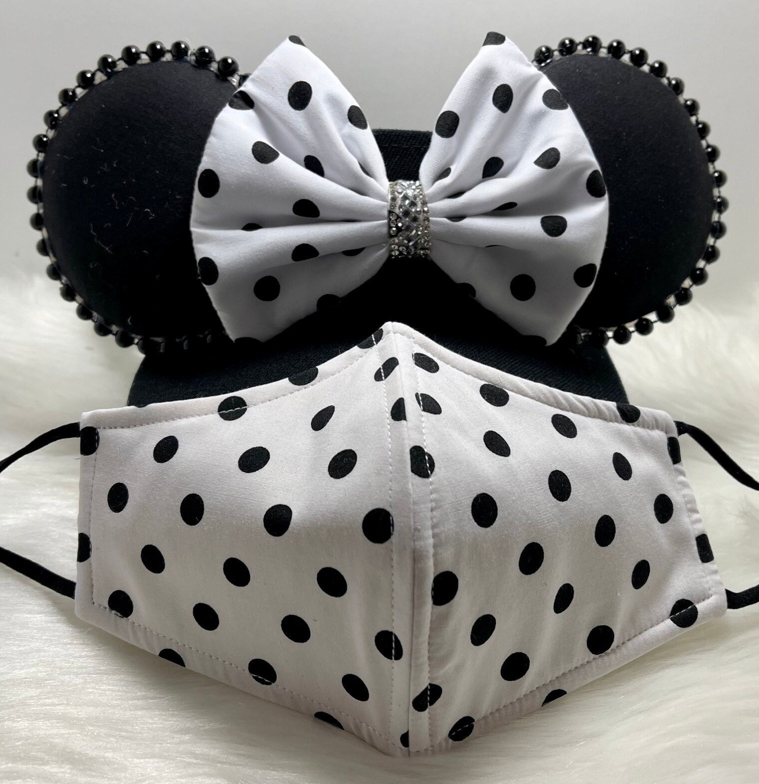 Inspired Minnie Mouse Visor Ears OR With Combo Matching Mask Set ...