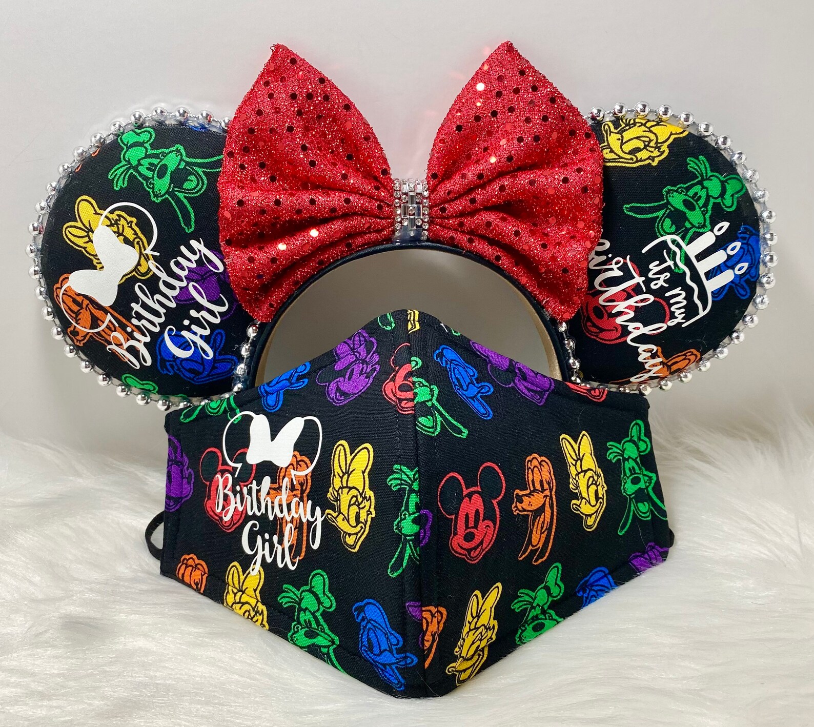 Glow in the Dark Fun Inspired Birthday Minnie Mouse Ears OR With Combo ...