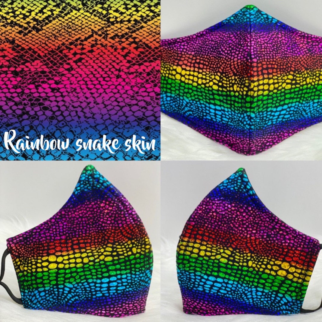 Metallic Rainbow Snake Skin Designer Adult Face Mask - Etsy