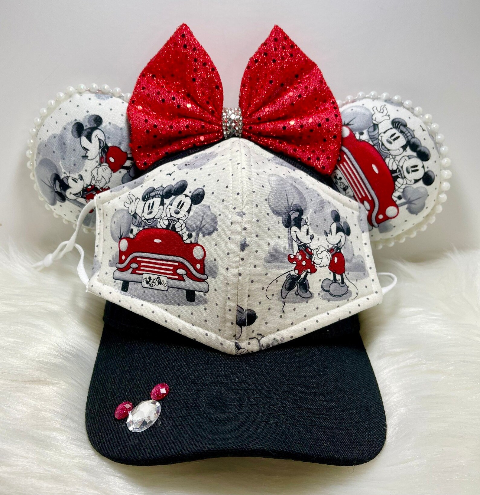 Inspired Vintage Mickey Minnie Mouse Hat Cap Mouse Ears OR With Combo ...
