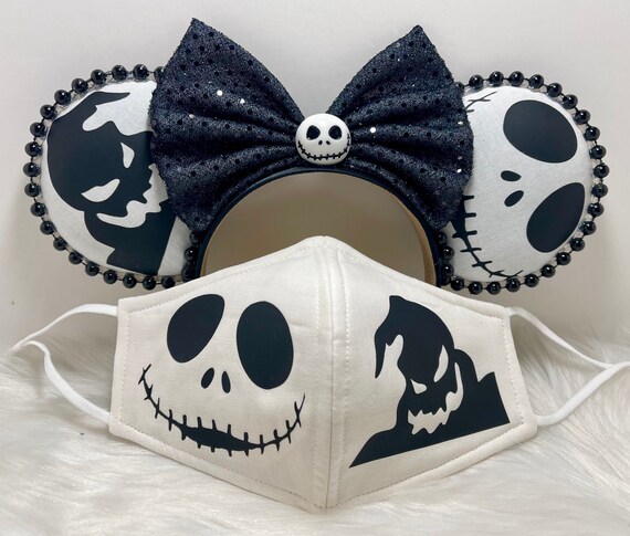 Inspired Minnie Mouse Ears and Matching Mask Set Nightmare | Etsy