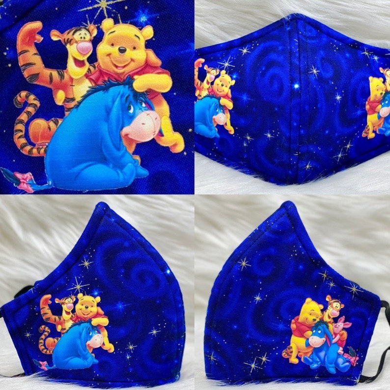 Winnie the Pooh Piglet Eeyore and Tigger Designer Face Mask | Etsy