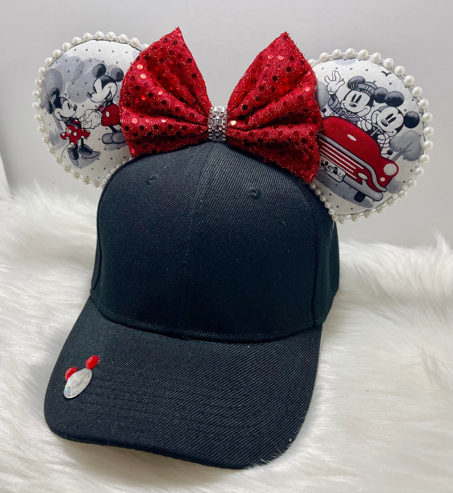 Inspired Vintage Mickey Minnie Mouse Hat Cap Mouse Ears OR With Combo ...