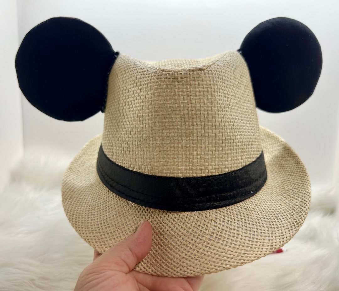 Inspired Classic Mickey Mouse Straw Hat, Sun Hat Mouse Ears OR With ...