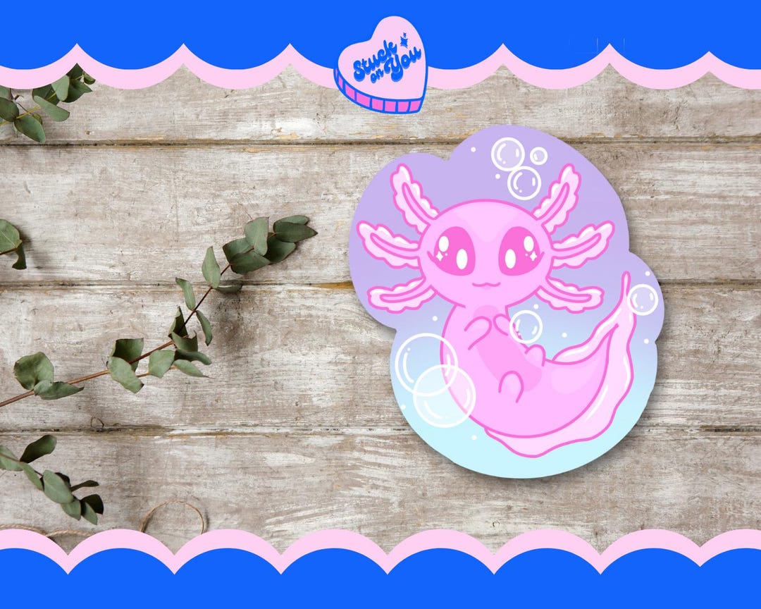 Gummy Axolotl Vinyl Sticker | Marine Art Aesthetic Sticker Educational ...