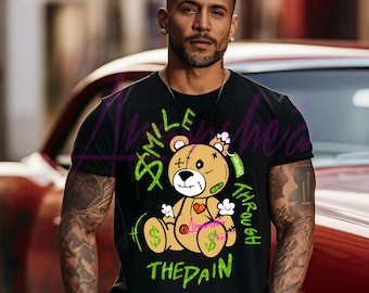 Smile Through the Pain Bear PNG File. Encouraging Graphic PNG (digital ...