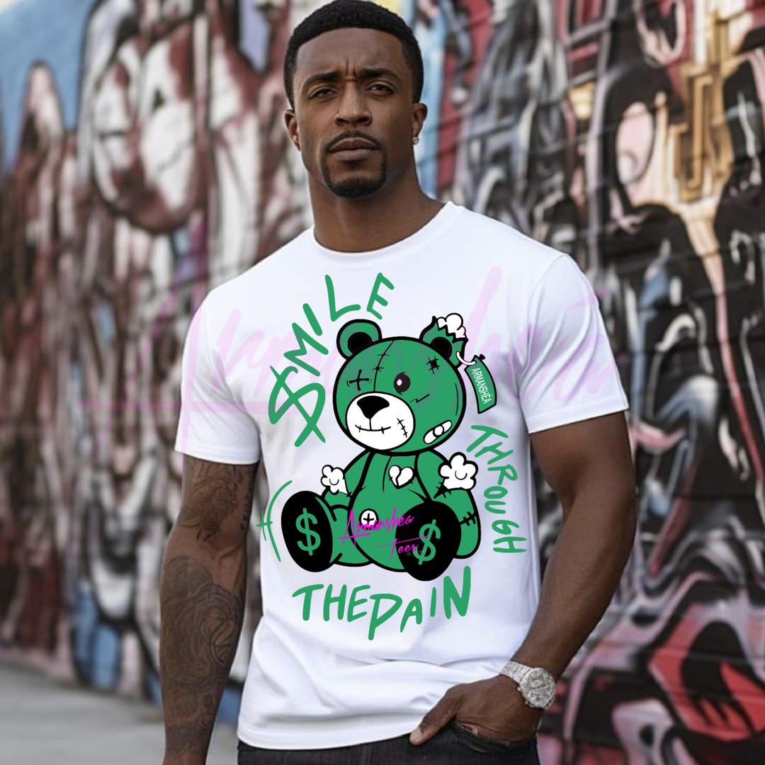 Green Smile Through the Pain Bear PNG File. Urban Uplifting PNG ...