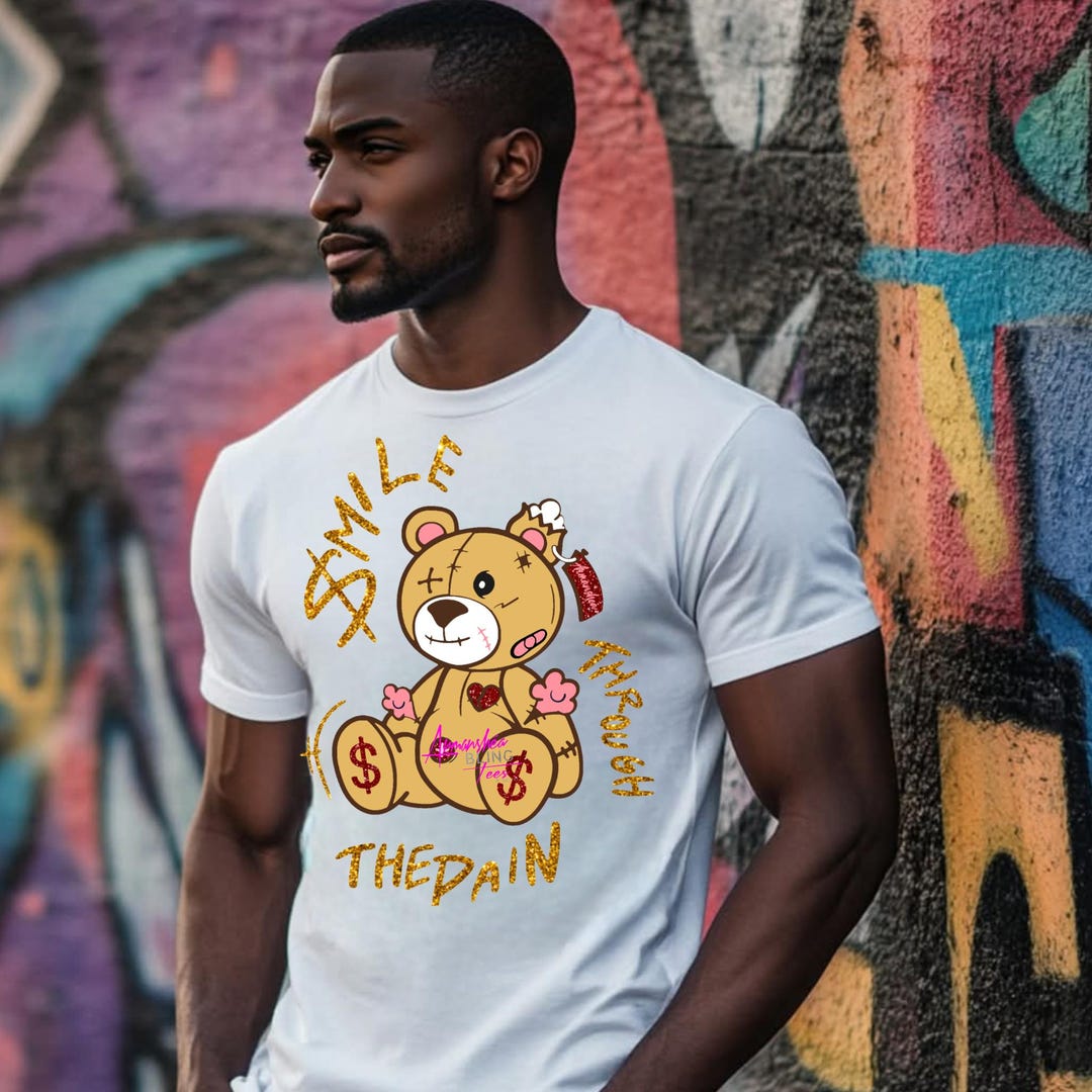 Smile Through the Pain Bear PNG File. Graphic Artwork PNG (digital ...