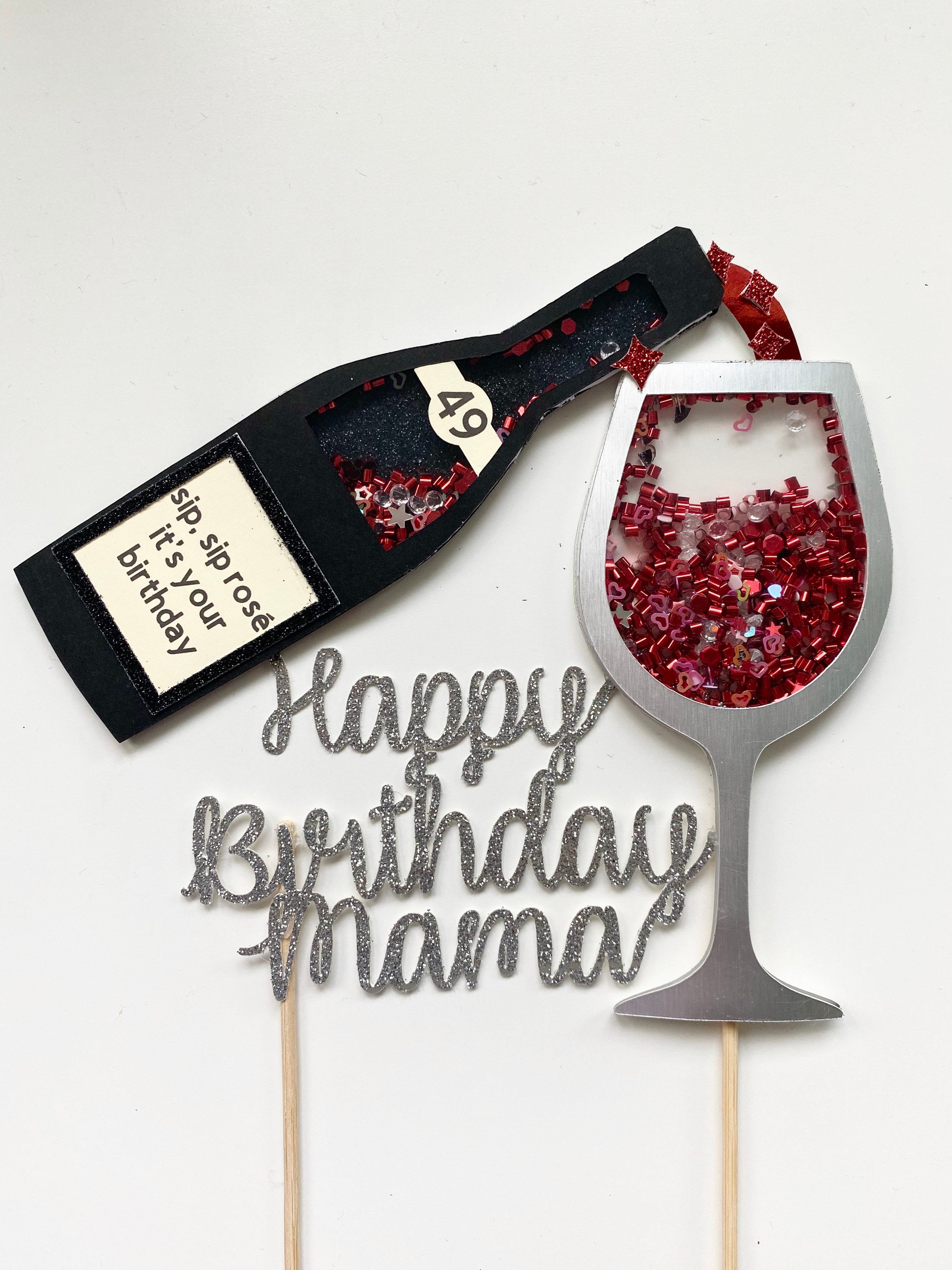 Wine Cake Topper Champagne Birthday Cake Topper Wine Glass - Etsy Canada