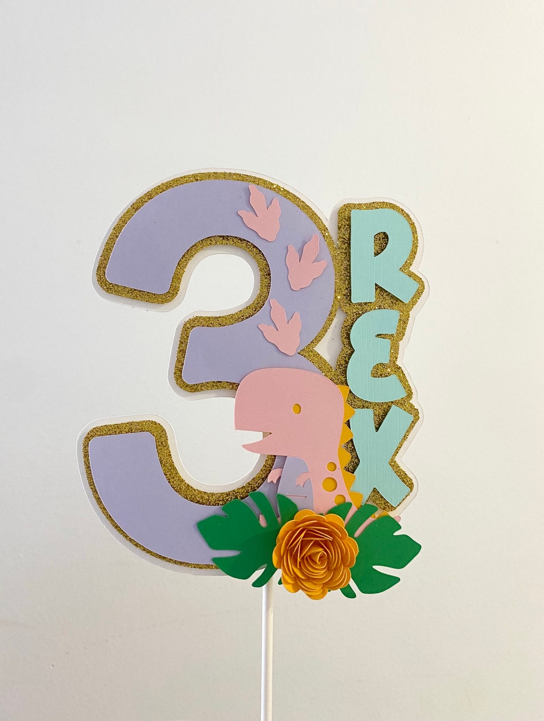 Three Rex Cake Topper Dinosaur Cake Topper Girl Dinosaur - Etsy