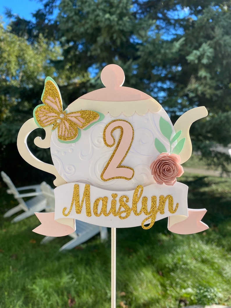 Tea Party Cake Topper Teapot Cake Topper Tea for Two - Etsy