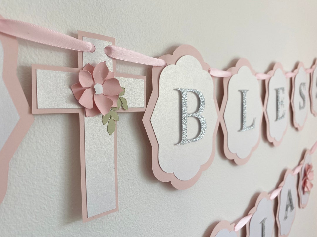 God Bless Banner, Baptism Banner, First Communion Banner, Christening ...