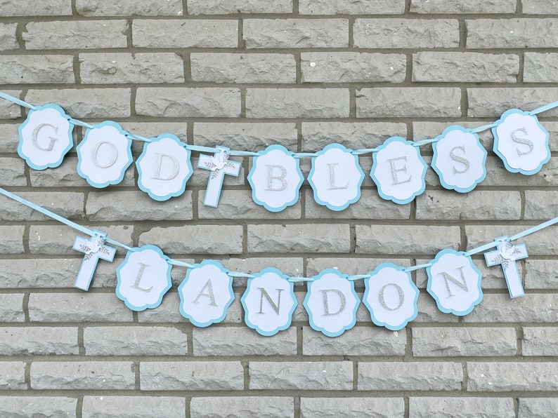 God Bless Banner, Baptism Banner, First Communion Banner, Christening ...