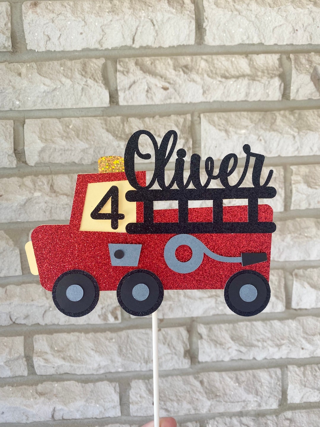 Fire Truck Cake Topper, Fire Cake Topper, Fire Truck Birthday ...