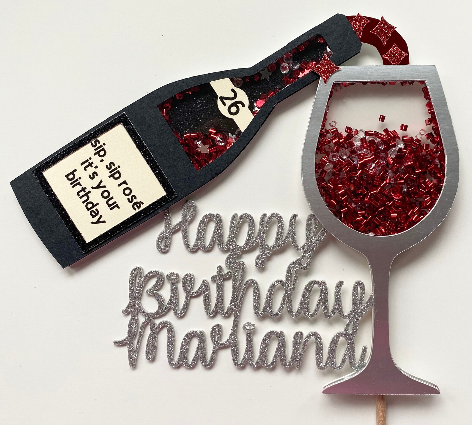 Digital File Wine Glass and Bottle Shaker Cake Topper SVG | Etsy Canada