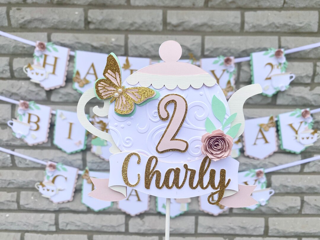 Tea Party Cake Topper, Teapot Cake Topper, Tea for Two Birthday Party ...