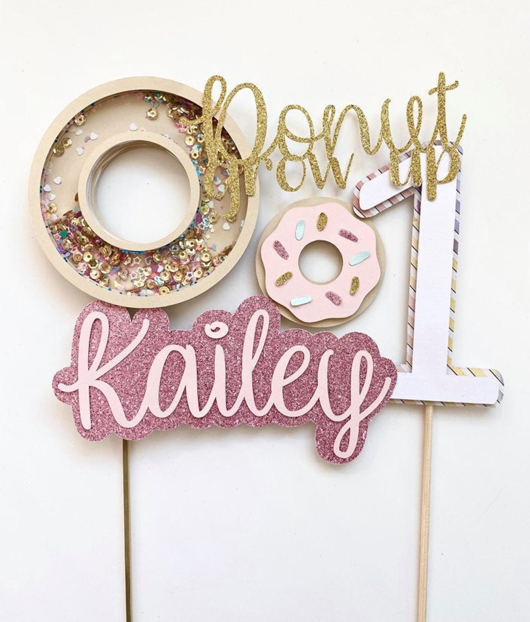 Donut Grow up Shaker Cake Topper, Donut Topper, Donut First Birthday ...