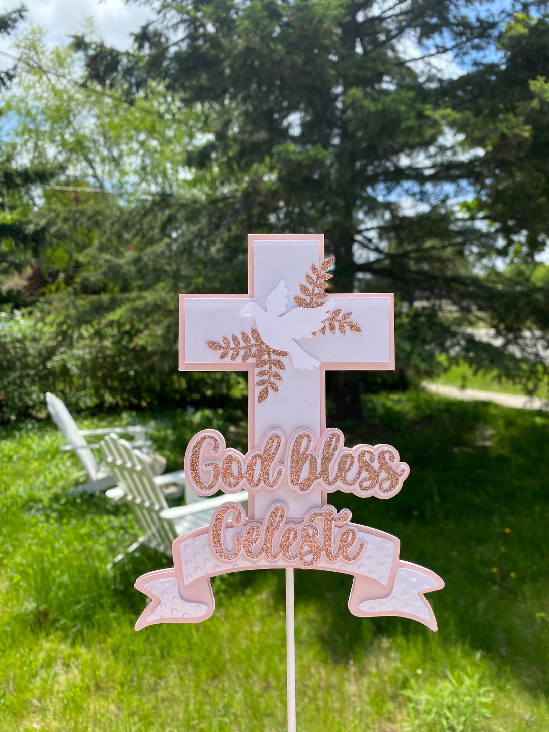 God Bless Cake Topper, Baptism Cake Topper, Confirmation Cake Topper ...