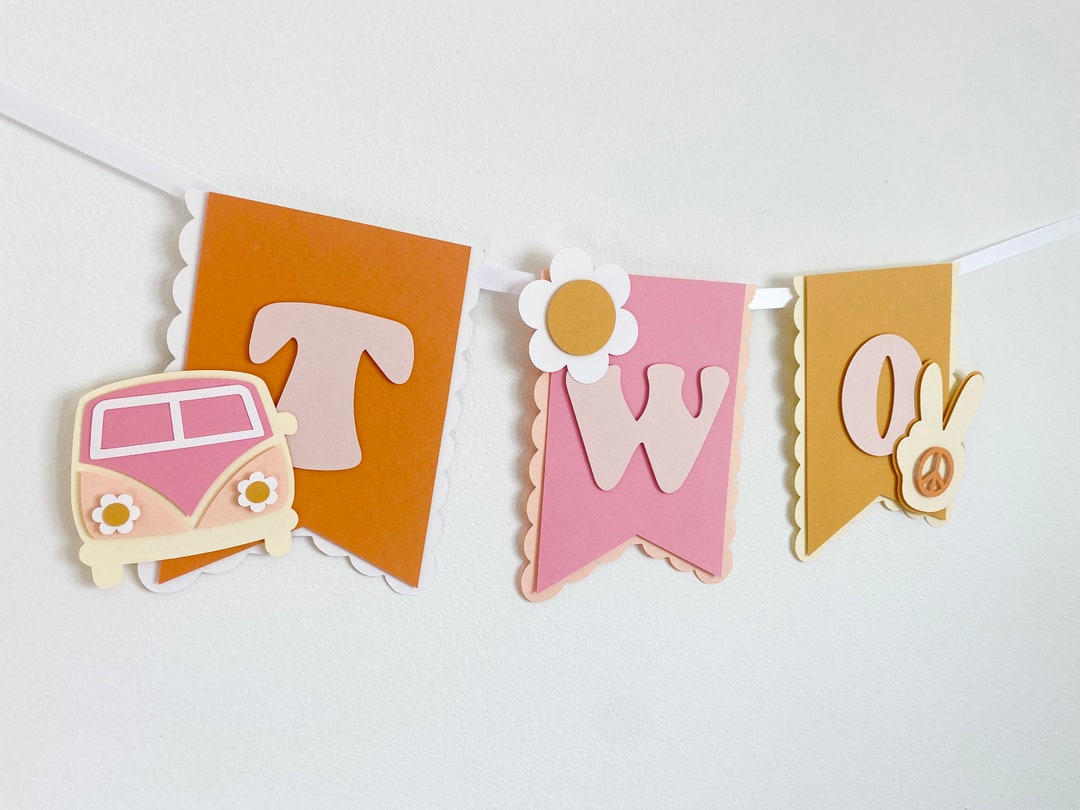 Two Groovy Banner, Two Groovy Birthday, Retro Birthday, Daisy Birthday ...