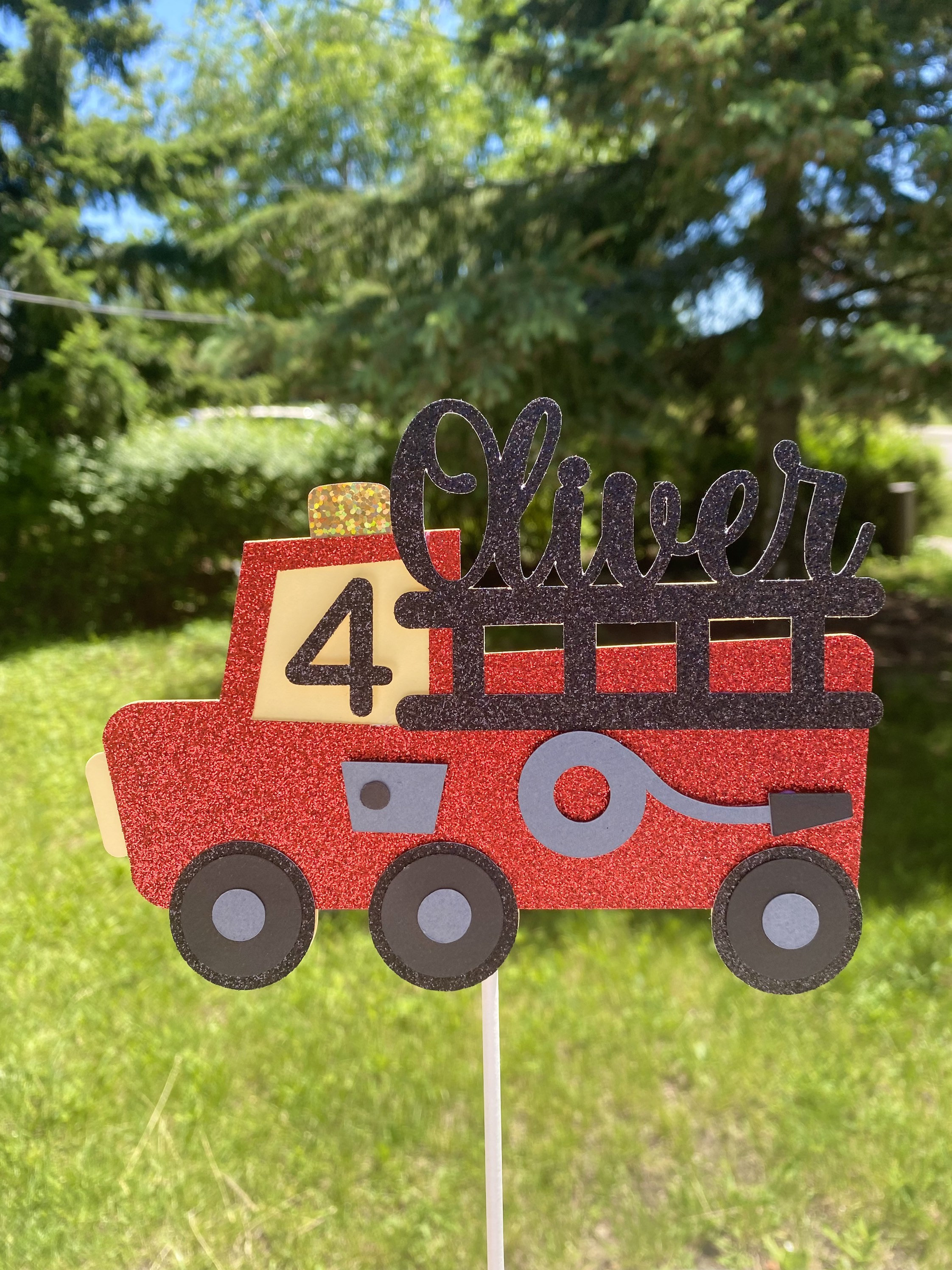 Fire Truck Cake Topper Fire Cake Topper Fire Truck Birthday | Etsy