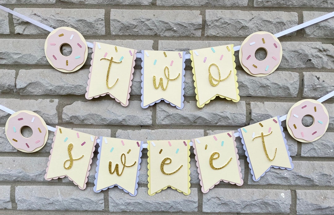 Two Sweet Decor, Donut Banner, Two Sweet Banner, Donut Party Supplies ...