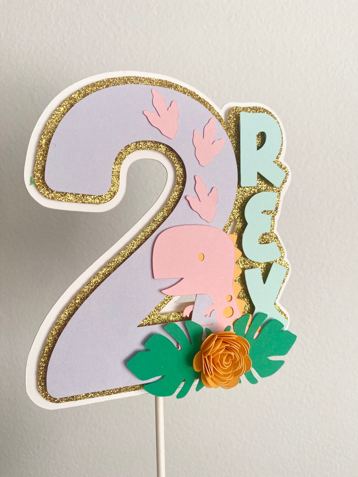 Three Rex Cake Topper, Dinosaur Cake Topper, Girl Dinosaur Cake Topper ...