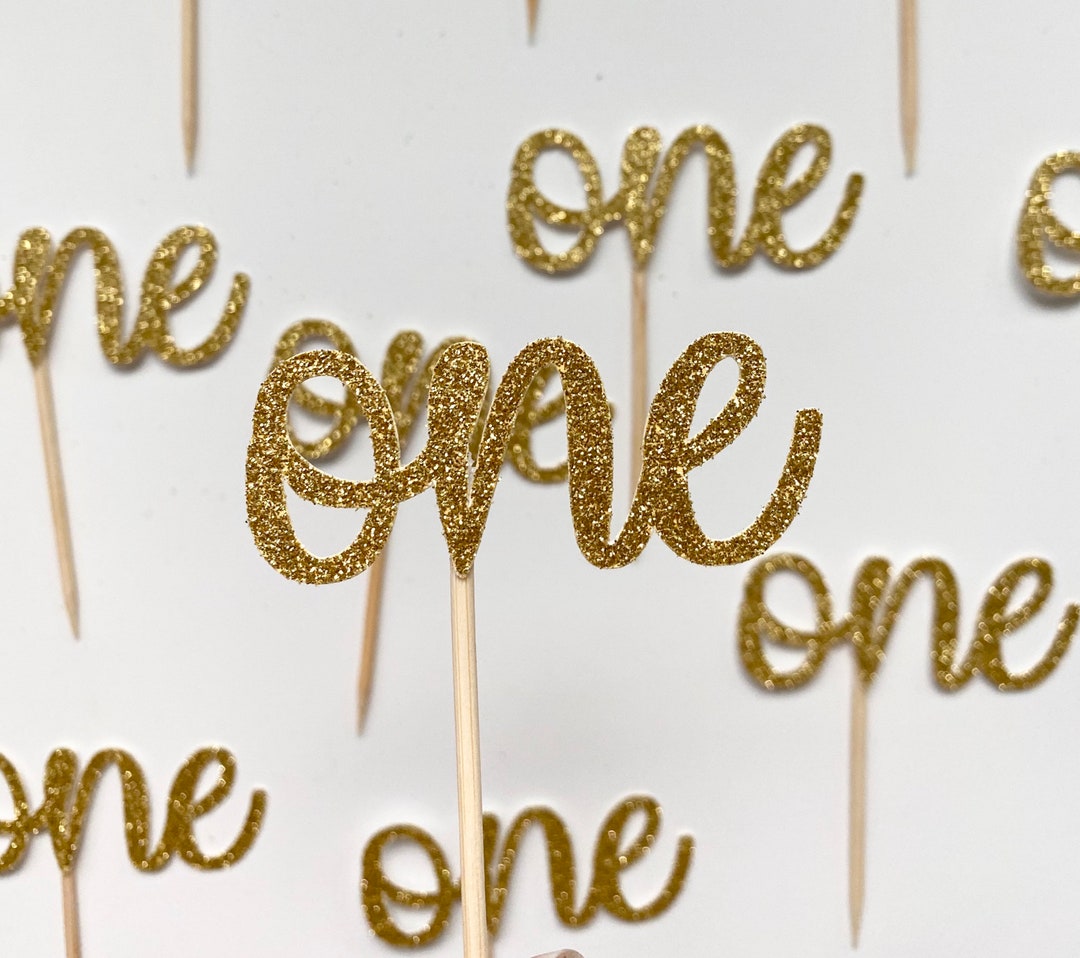 First Birthday Cupcake Toppers, Number 1 One Cupcake Topper, One Food ...