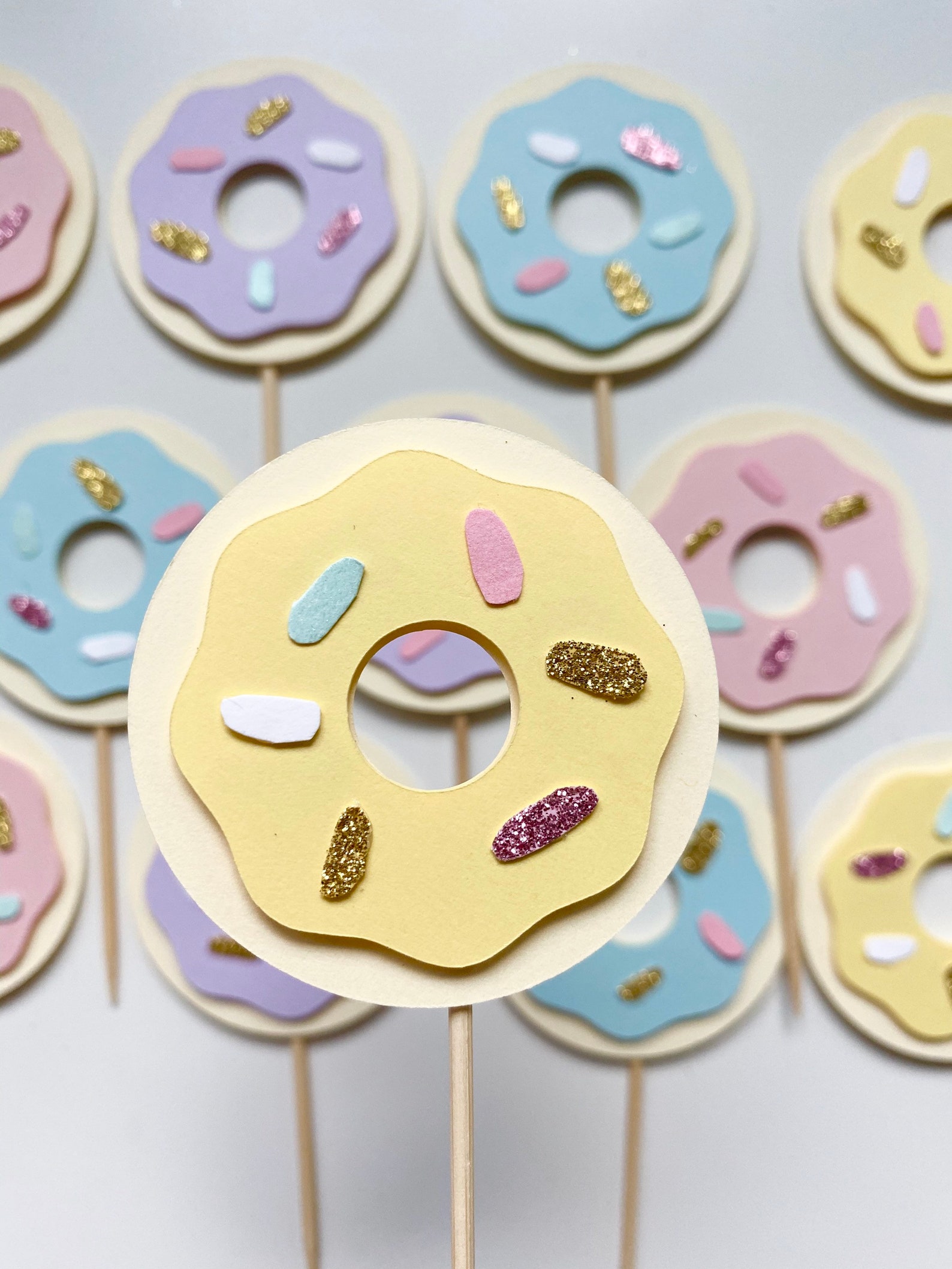 6 Donut Cupcake Toppers Donut Topper Donut Picks Donut | Etsy