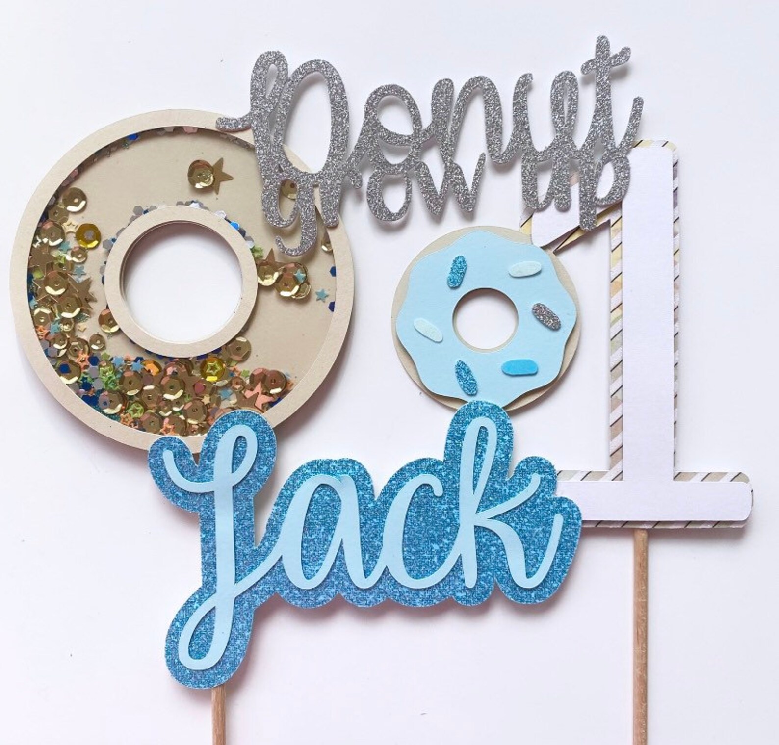 Donut Grow up Shaker Cake Topper Donut Topper Donut First - Etsy