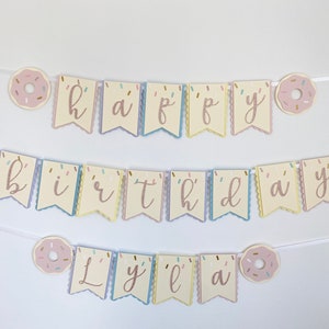 Happy Birthday Donut Banner, Sweet One Banner, Two Sweet Banner ...
