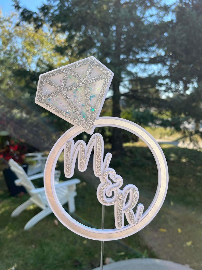 Engagement Cake Topper, Ring Cake Topper, Shaker Cake Topper - Etsy