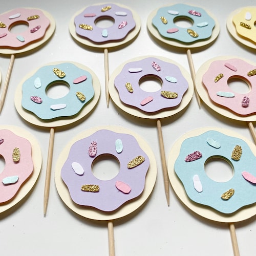 6 Donut Cupcake Toppers Donut Topper Donut Picks Donut | Etsy