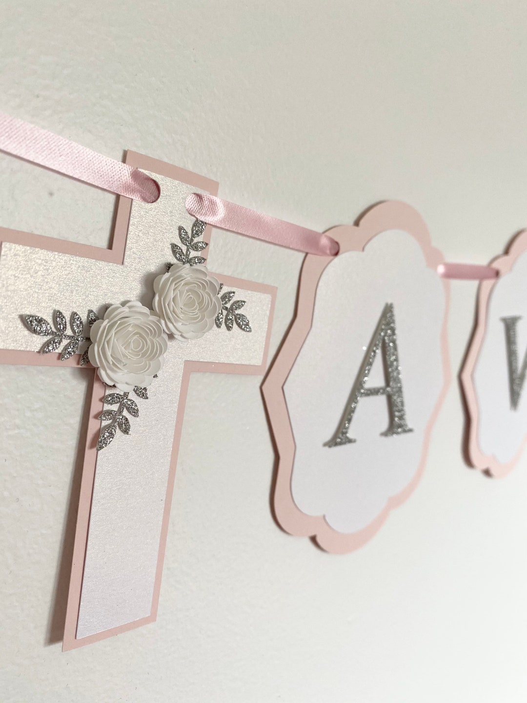 God Bless Banner, Baptism Banner, First Communion Banner, Christening ...