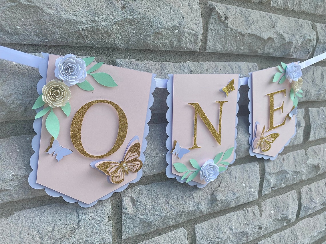 Butterfly Birthday Pink and Purple Birthday Banner Butterfly - Etsy