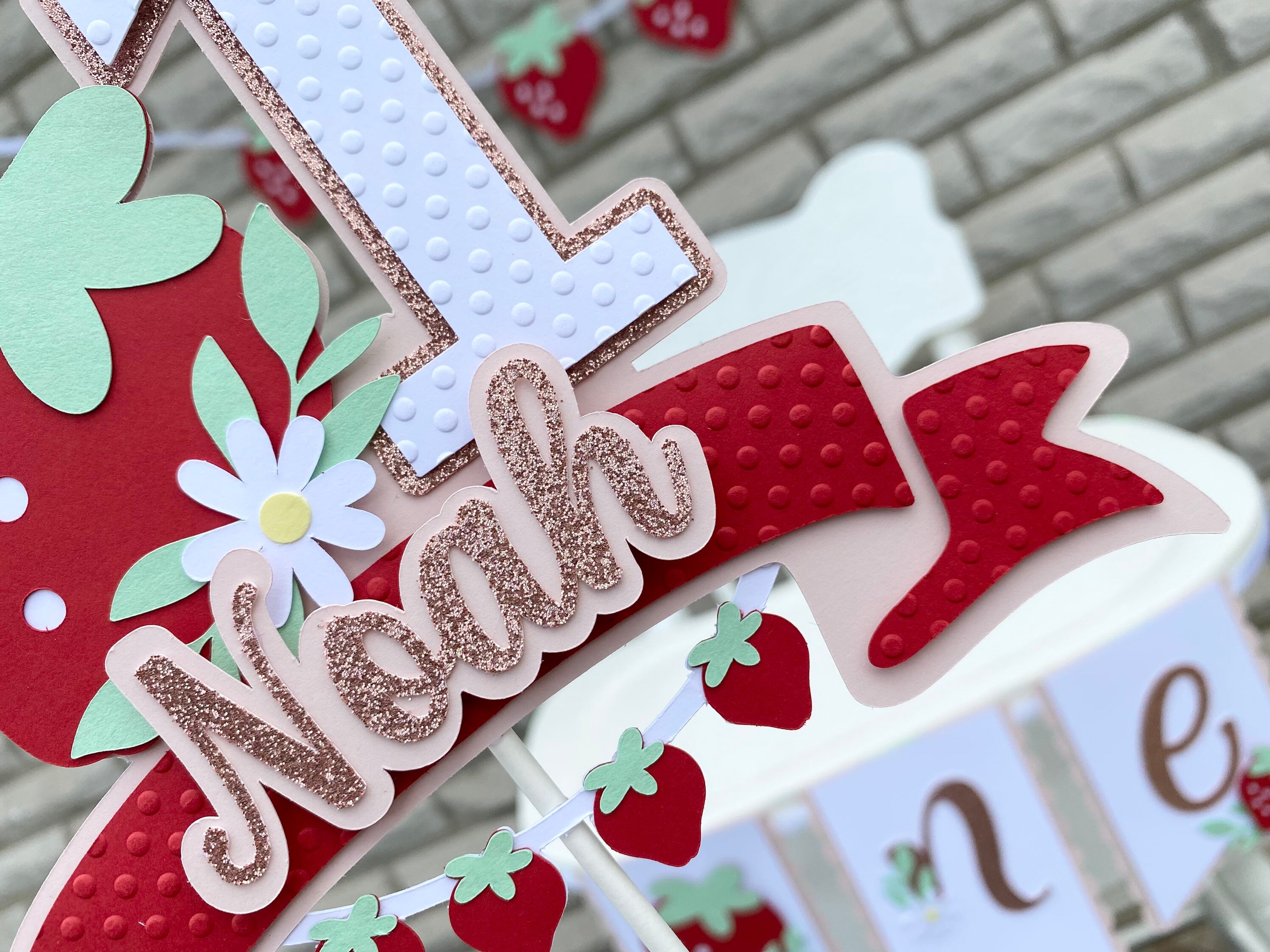 Strawberry Cake Topper Strawberry First Birthday Strawberry | Etsy