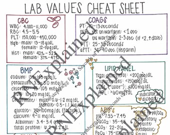 Nursing Lab Values | Etsy