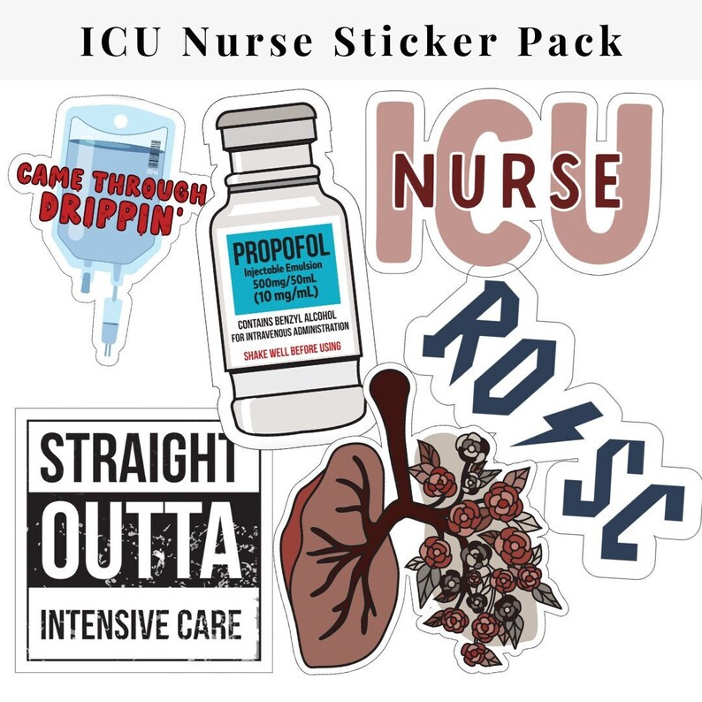 ICU Nurse Sticker Pack - Etsy