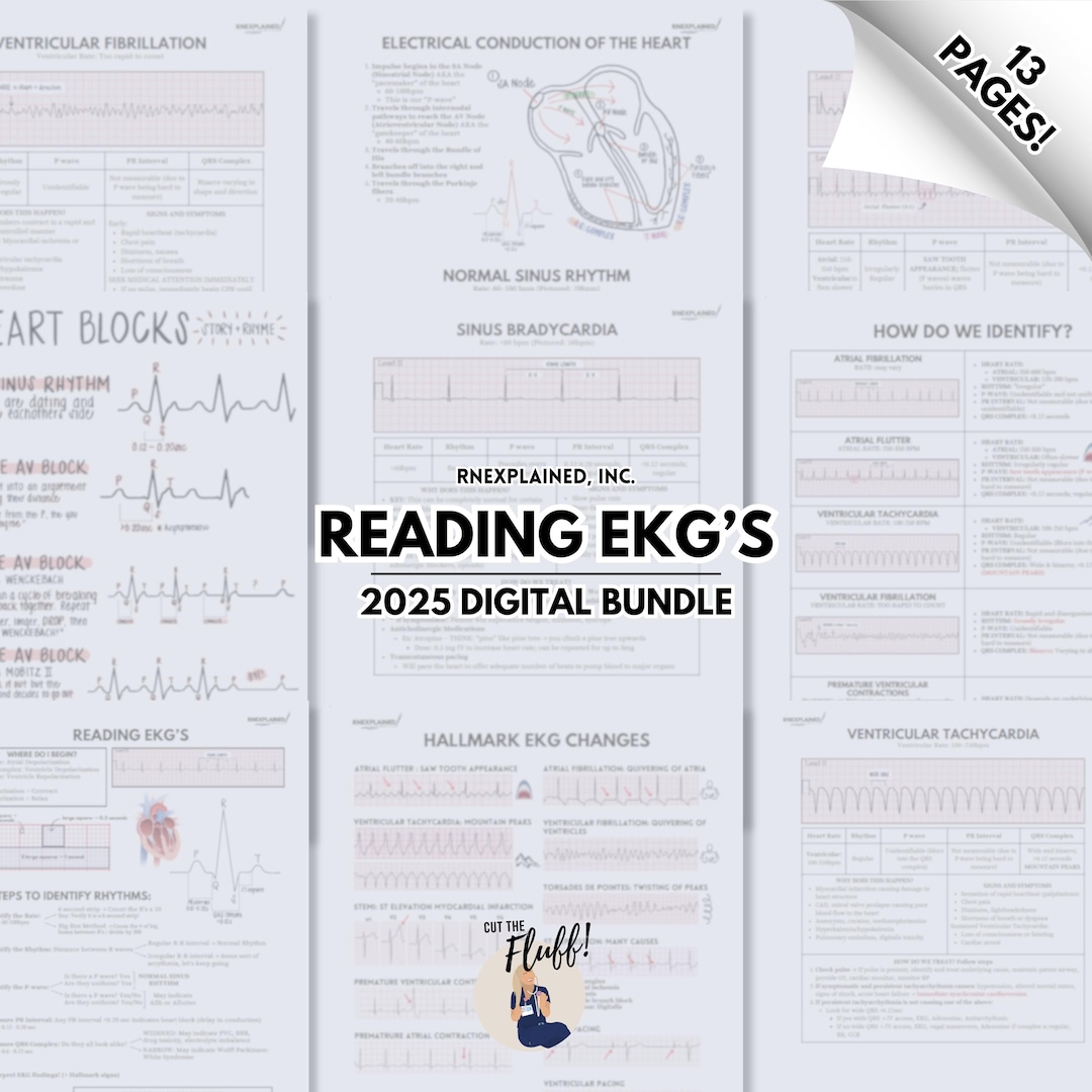 EKG Nursing Bundle - Digital - Etsy