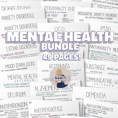Nursing Notes Mental Health Cheat Sheets 32 Pages Nursing - Etsy